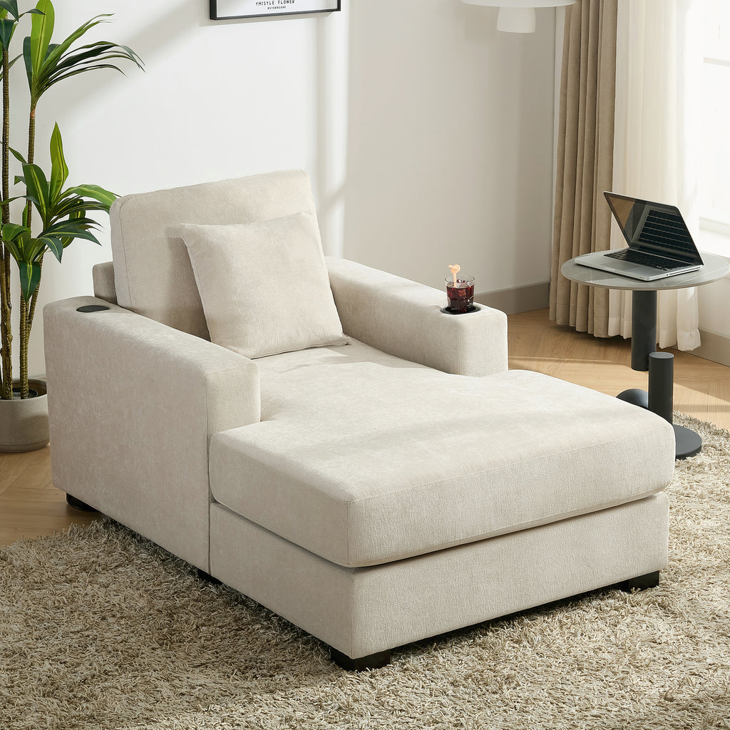 39.7" Oversized Chaise Lounger Modern Style Sofa Couch ,with Pillows ...